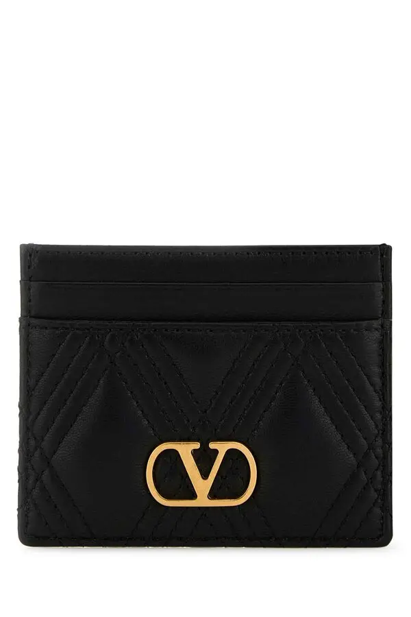 Valentino Garavani Nappa Leather Quiltie 67 Card Holder - Black