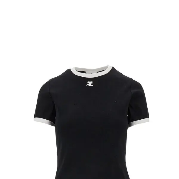 COURREGES Cotton T-shirt With Contrasting Tris Woan