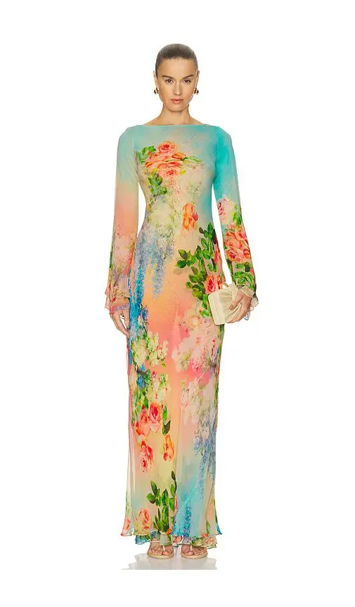 Hemant & Nandita Maxi Dress With Floral Print - Blue