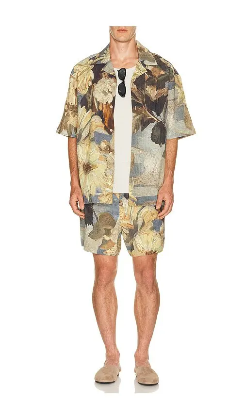 Cult Gaia Sebastian Printed Plissé Shorts - Multi