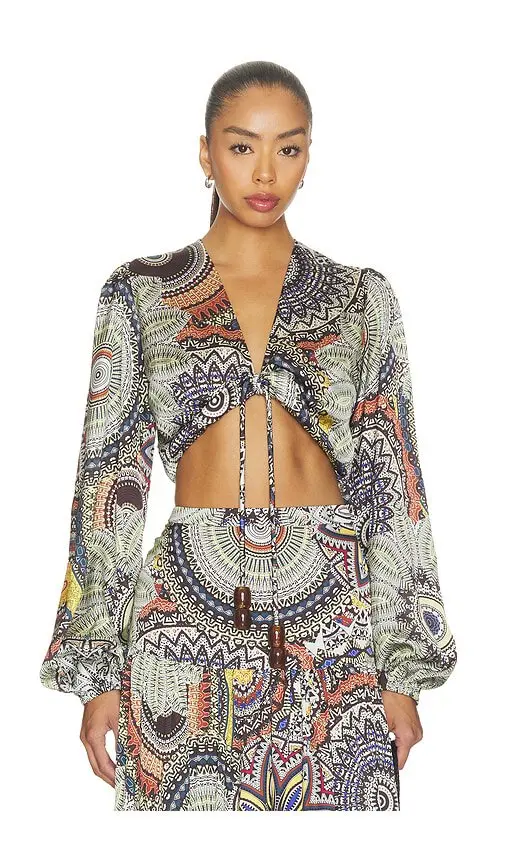 Alexis Colmar Top In -print Satin With Front Tie Detail
