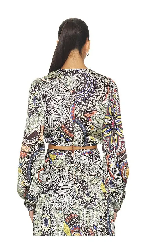 Alexis Colmar Top In -print Satin With Front Tie Detail