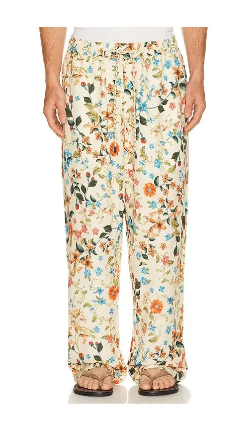 Agua Bendita Rene Printed Linen Trousers - Cream