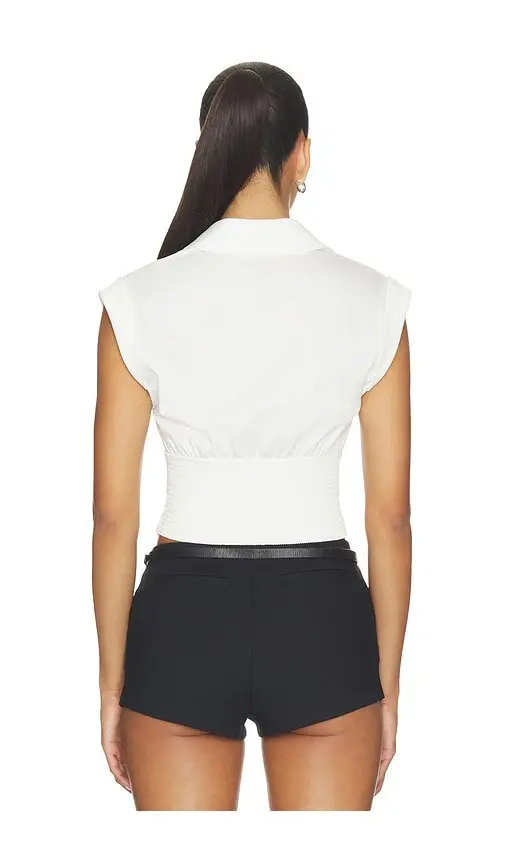 Alice + Olivia Kim Paneled Corset Fitted Top - White