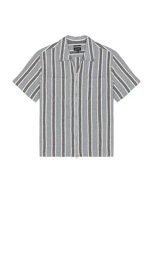 Brixton The Dexter Textured Stripe Short Sleeve Shirt In . Also