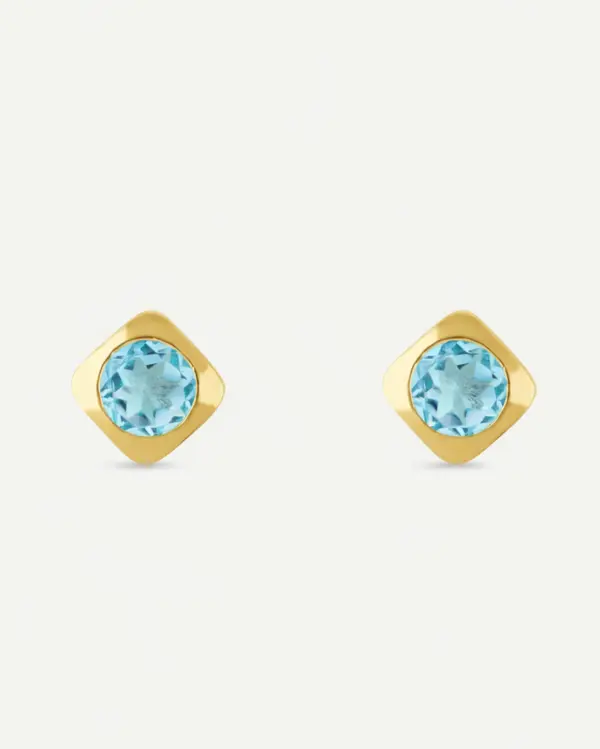 SOPHIE BLAKE Deco Studs Blue Topaz Earrings - Gold