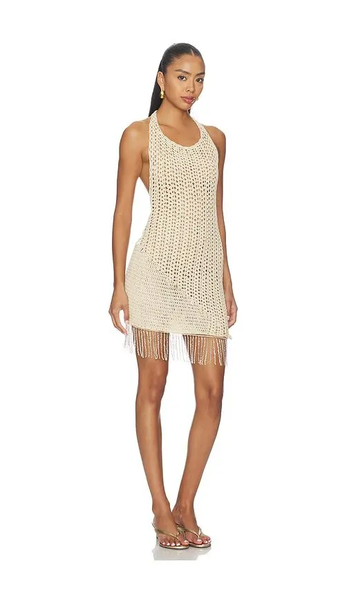 MORE TO COME Acacia Crochet Mini Dress In Neutral