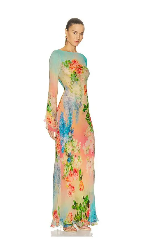 Hemant & Nandita Double Layer Maxi Dress In Blue