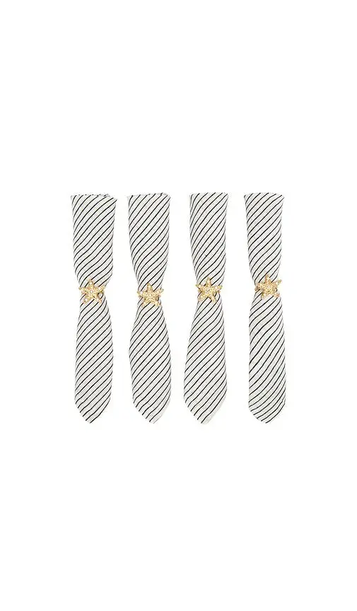 FRASIER STERLING Starfish Napkin & Ring Set In Metallic Gold