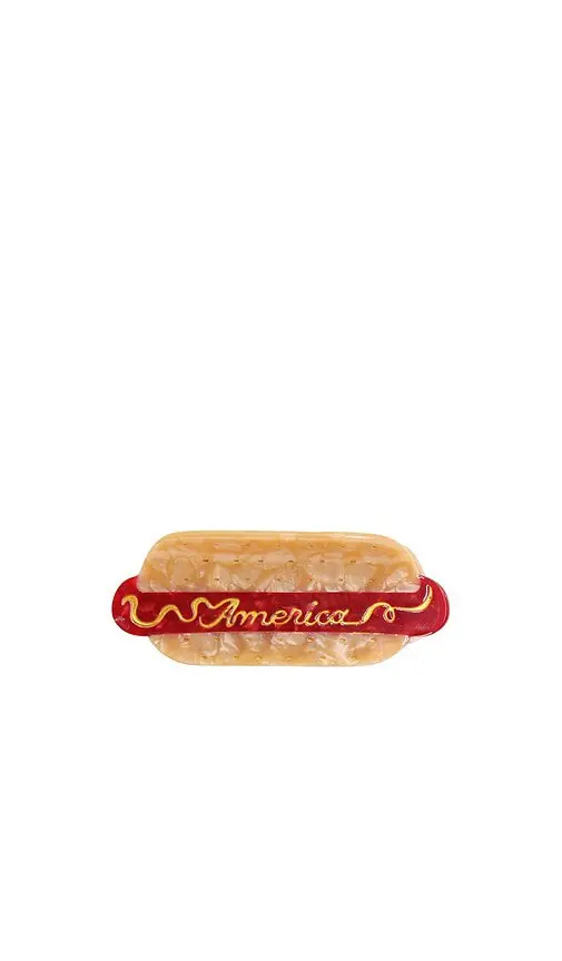 SOLAR ECLIPSE Hand-painted America Hot Dog Claw Hair Clip In Red - N,a