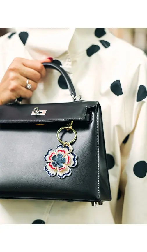 SOLAR ECLIPSE Hand-painted Americana Flower Bag Charm & Keychain