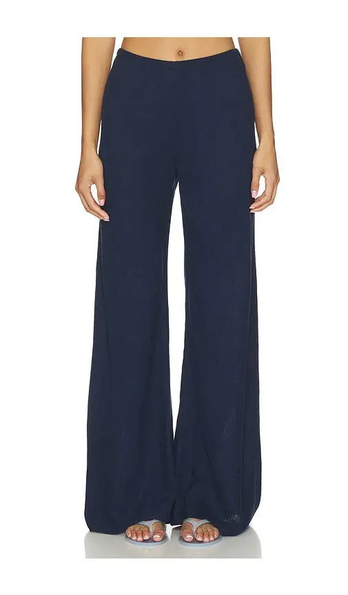 LA LIGNE Linen Colby Pant In Navy - Midnight
