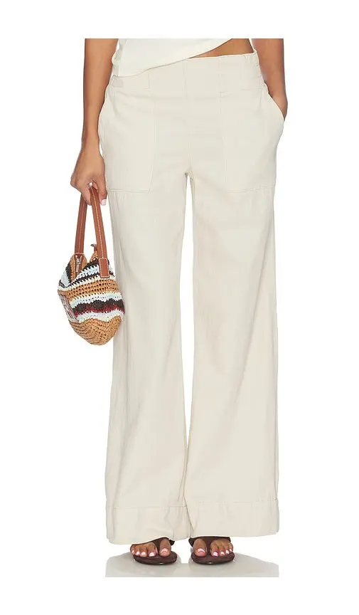 Free People Breezy Denim Pull On Jean In Beige - Bright Lights