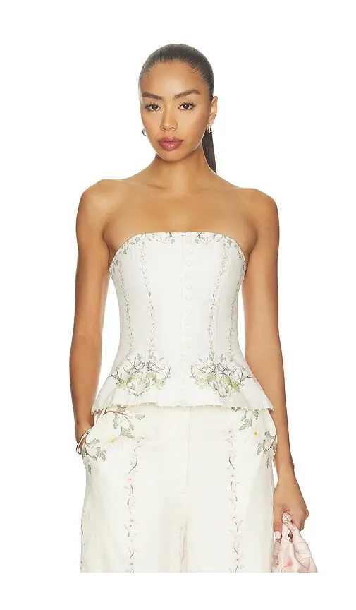 Agua Bendita Abelia Anhelo Top In Ivory - Multicolor