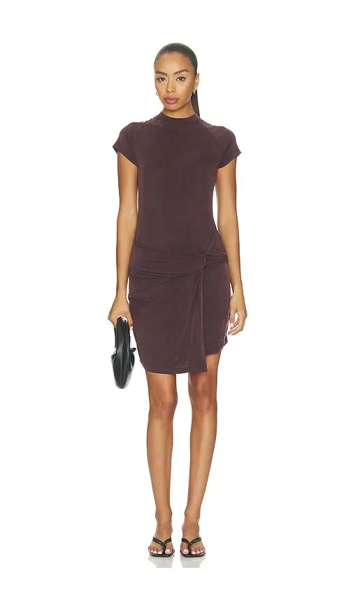 AGOLDE Draped Overlay Raglan Sleeve Mini Dress In Purple - Plum