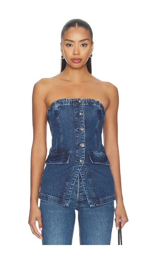 FAVORITE DAUGHTER The Phoebe Bustier In Blue - Reston