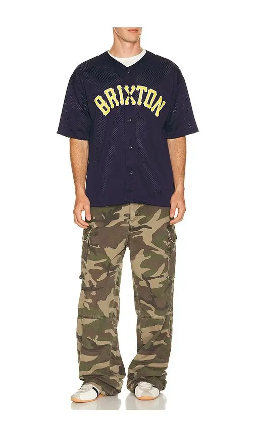 Brixton The Mesh Short Sleeve Baseball Jersey In Blue