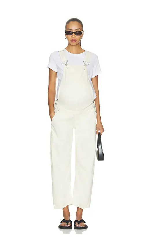 DL1961 X Bumpsuit Bilie Maternity Overalls In Cream