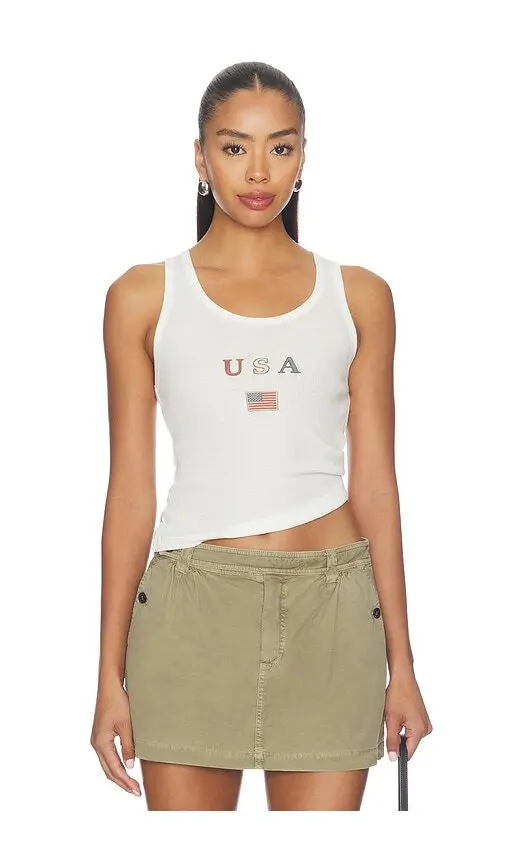 THE LAUNDRY ROOM Lil Usa Flag Rib Tank - White