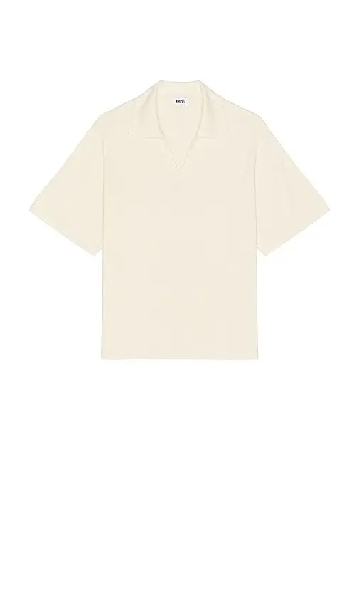 KROST Crepe Knit Polo In Cream
