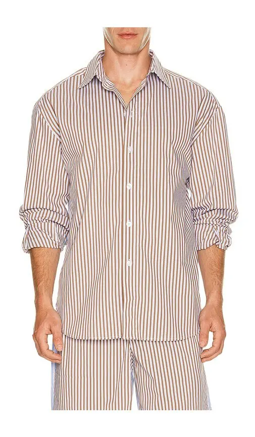 KROST Long Striped Shirt In Brown