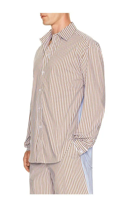 KROST Long Striped Shirt In Brown