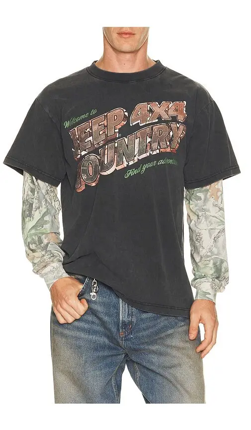 PHILCOS Jeep 4x4 Country Layered Tee In Black