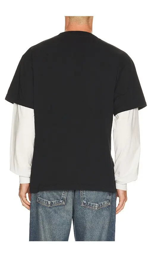 PHILCOS Journey Pink Heart Layered Tee In Black