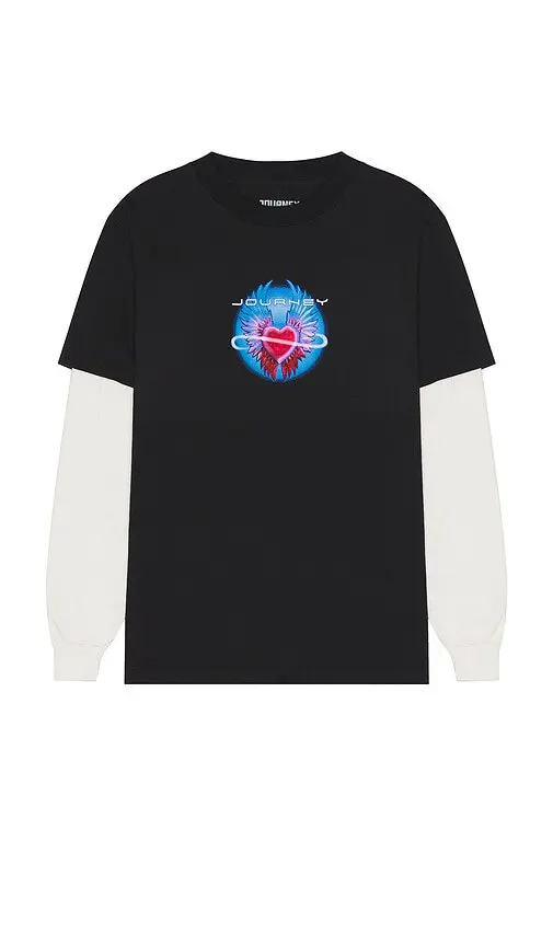 PHILCOS Journey Pink Heart Layered Tee In Black