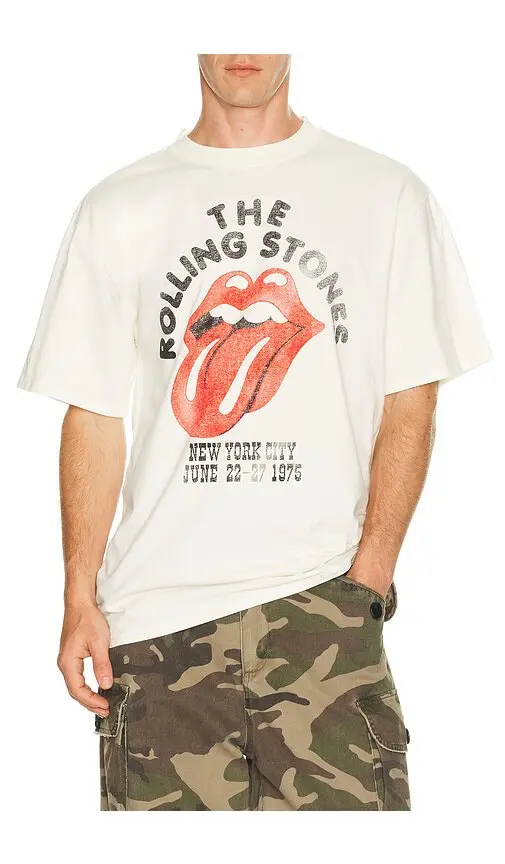 PHILCOS Rolling Stones Tour Of The Americas Tee In Cream - Natural