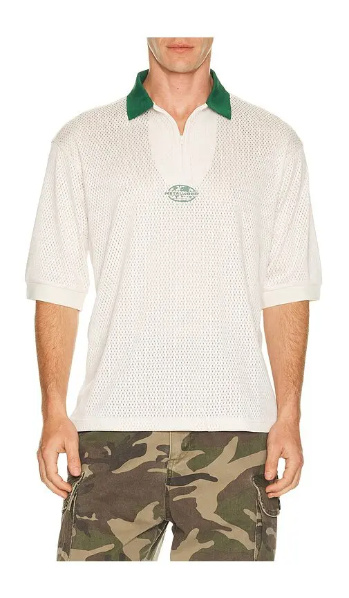 METALWOOD STUDIO Quarter Zip Jersey Polo In Cream - Natural