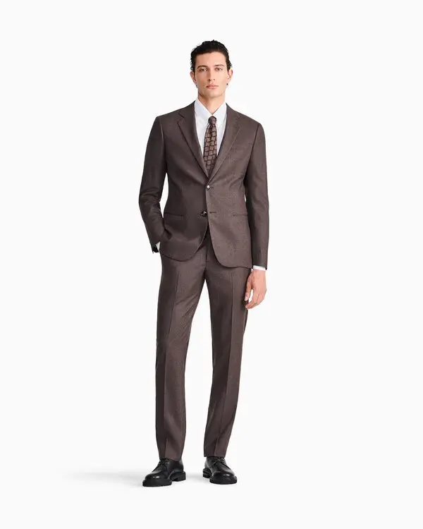 Giorgio Armani Slim-fit Suit Soho In Virgin Wool Flannel With Peak Lapels