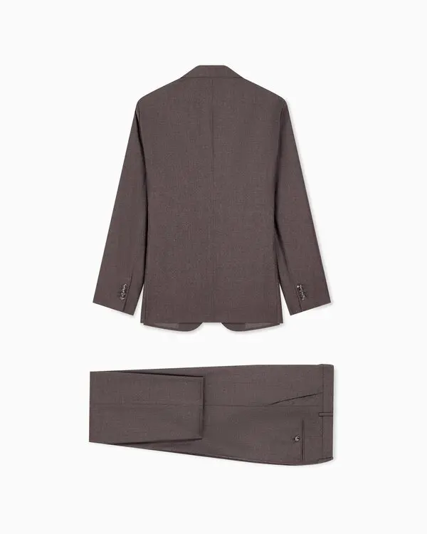 Giorgio Armani Slim-fit Suit Soho In Virgin Wool Flannel With Peak Lapels