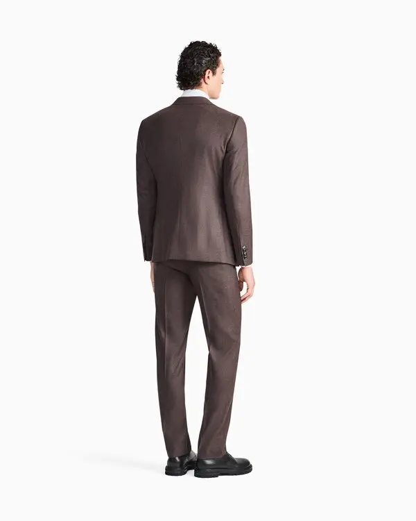 Giorgio Armani Slim-fit Suit Soho In Virgin Wool Flannel With Peak Lapels