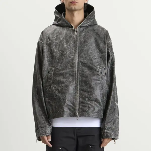 COLE BUXTON Cb Hooded Leather Jacket