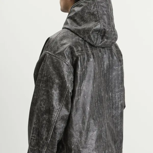 COLE BUXTON Cb Hooded Leather Jacket