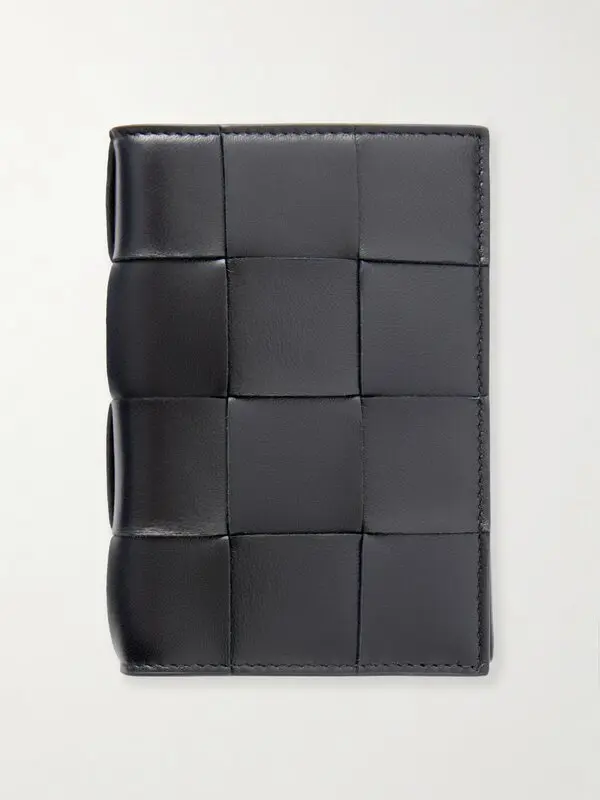 Bottega Veneta Cassette Intrecciato Leather Passport Case - Black
