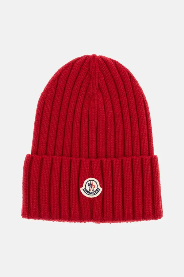 Moncler Wool Knit Beanie - Rosso