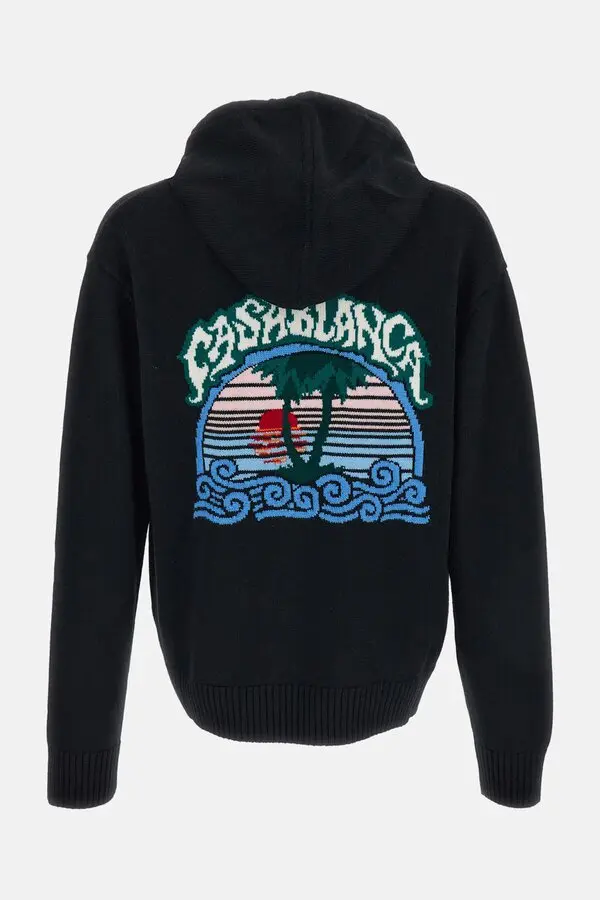 Casablanca Hooded Wool Zip-up Sweater