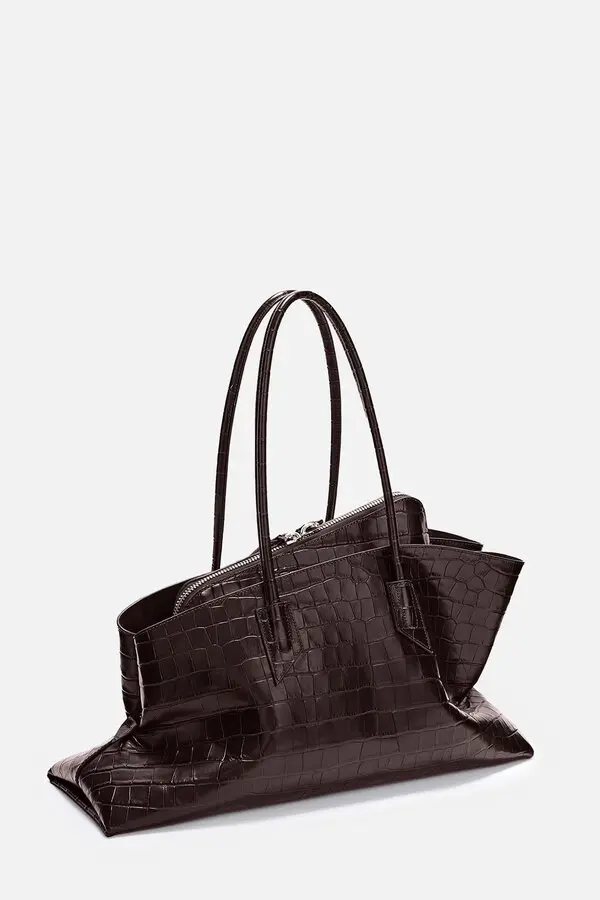 Attico La Passeggiata Medium Crocodile-embossed Leather Bag - Brown