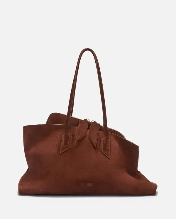 Attico La Passeggiata Medium" Suede Top Handle Bag - Marrone