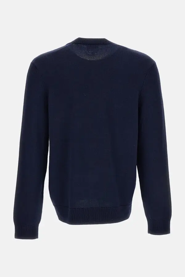 A.p.c. Long-sleeved Crew-neck Wool Sweater With Embroidered Logo - Blu