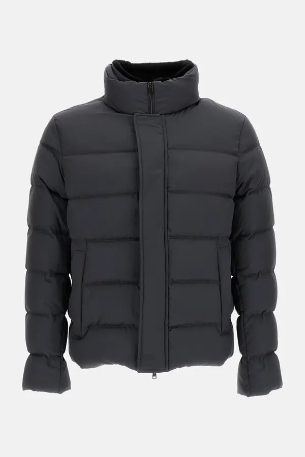 Herno Bi-material Bomber Jacket With Down Insulation - Grey