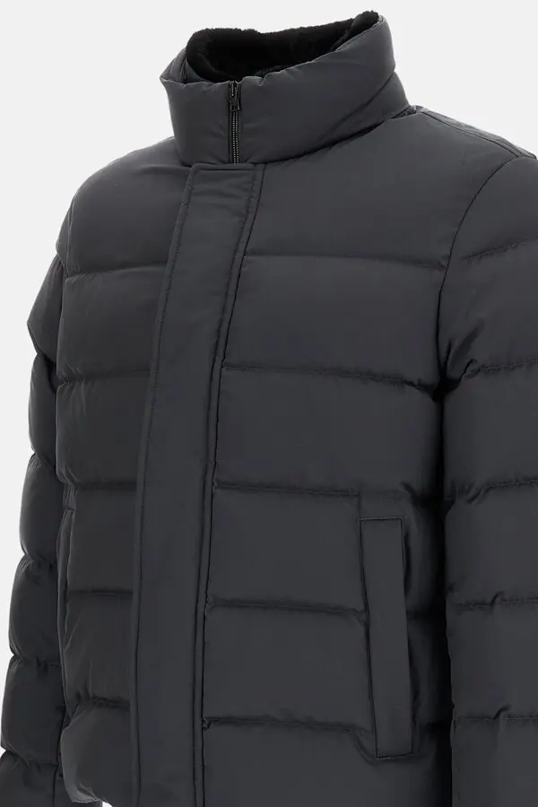 Herno Bi-material Bomber Jacket With Down Insulation