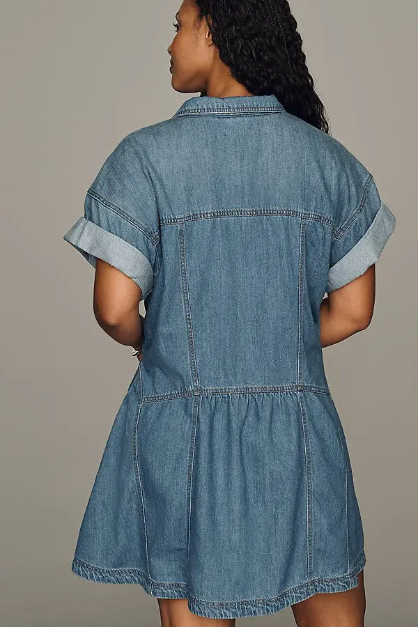 PILCRO Cotton Denim Shirtdress