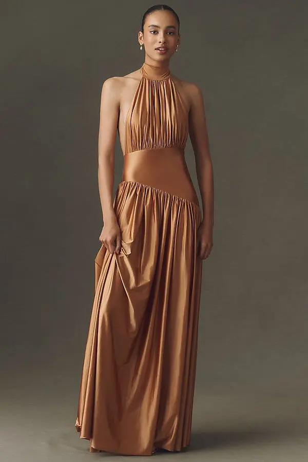 Anthropologie Delfi Laurel Maxi Dress - Rust