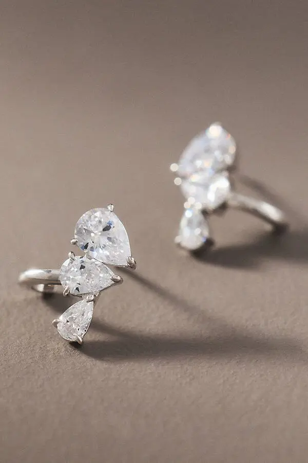 Shashi Porter Ear Cuffs With Crystal Motif - Silver