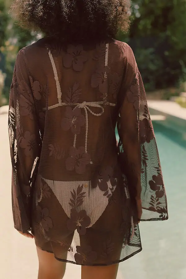 Anthropologie Sheer Wrap Kaftan - Brown