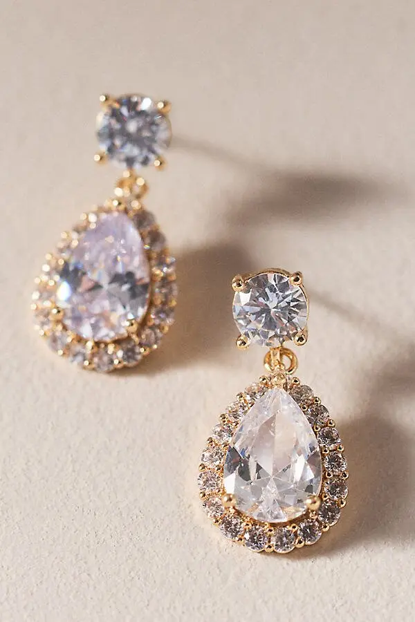 Anthropologie Crystal Teardrop Earrgs
