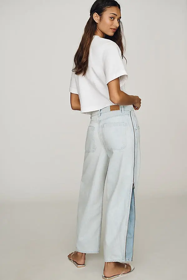 SEVENTY + MOCHI Bo Zipper High-rise Barrel-leg Jeans
